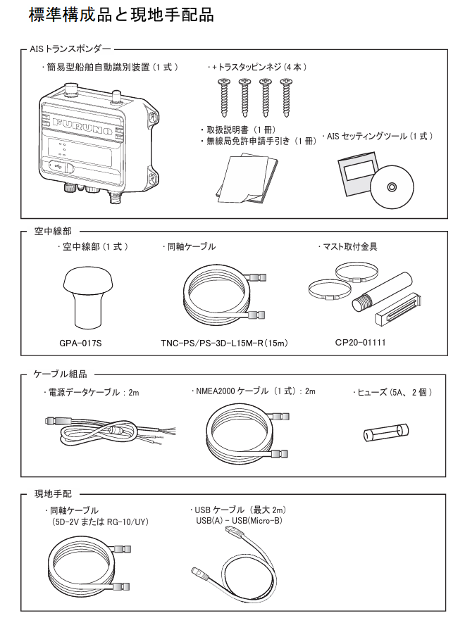 FA-60 AIS受信機 フルノ 簡易AIS FURUNO 航海計器 NavNet レーダー プロッター – ベリーズマリン